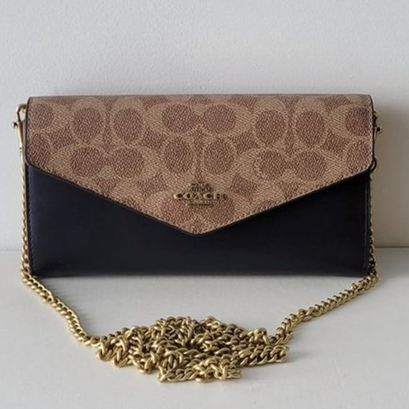 Coach | Bags | Nwt 39 Coach Envelope Chain Wallet In Colorblock ...